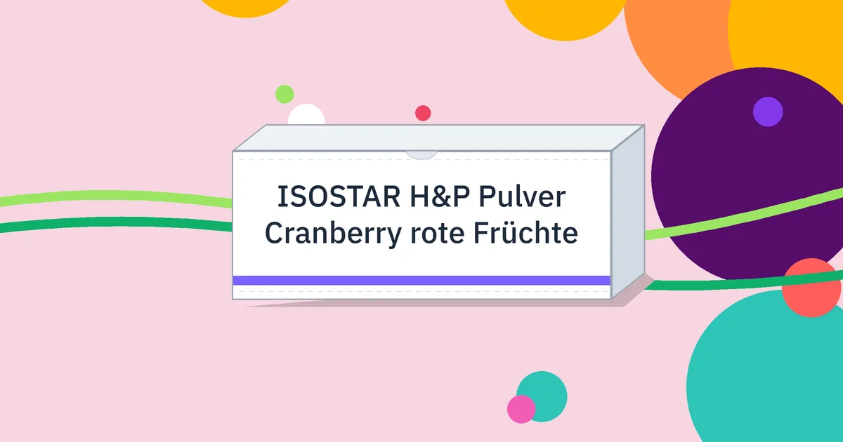Symbolbild: Packung mit der Aufschrift ISOSTAR H&P Pulver Cranberry rote Früchte (PZN 14384990) – Verfügbarkeit und Bezug in Apotheken in Frankfurt am Main