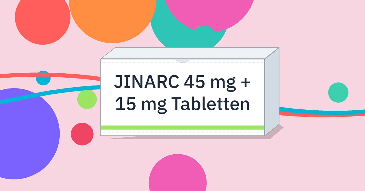 Symbolbild: Packung mit der Aufschrift JINARC 45 mg + 15 mg Tabletten (PZN 18651695) – Verfügbarkeit und Bezug in Apotheken in Frankfurt am Main
