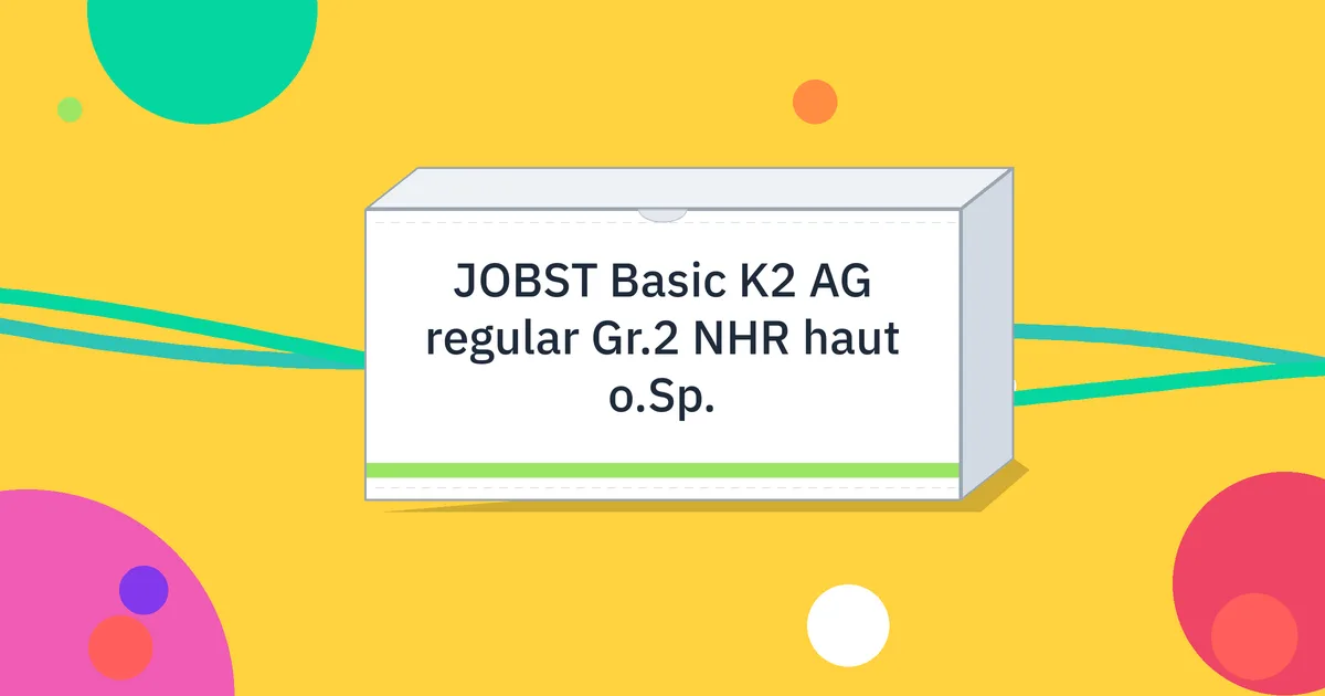 Symbolbild: Packung mit der Aufschrift JOBST Basic K2 AG regular Gr.2 NHR haut o.Sp. (PZN 11249501) – Verfügbarkeit und Bezug in Apotheken in Frankfurt am Main