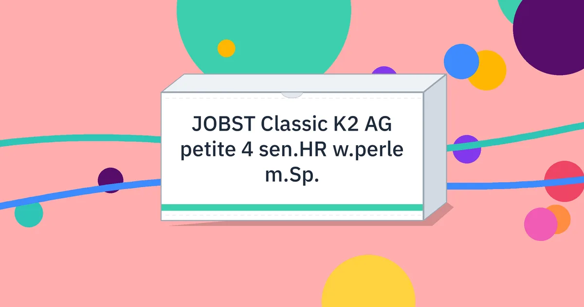 Symbolbild: Packung mit der Aufschrift JOBST Classic K2 AG petite 4 sen.HR w.perle m.Sp. (PZN 17961991) – Verfügbarkeit und Bezug in Apotheken in Frankfurt am Main