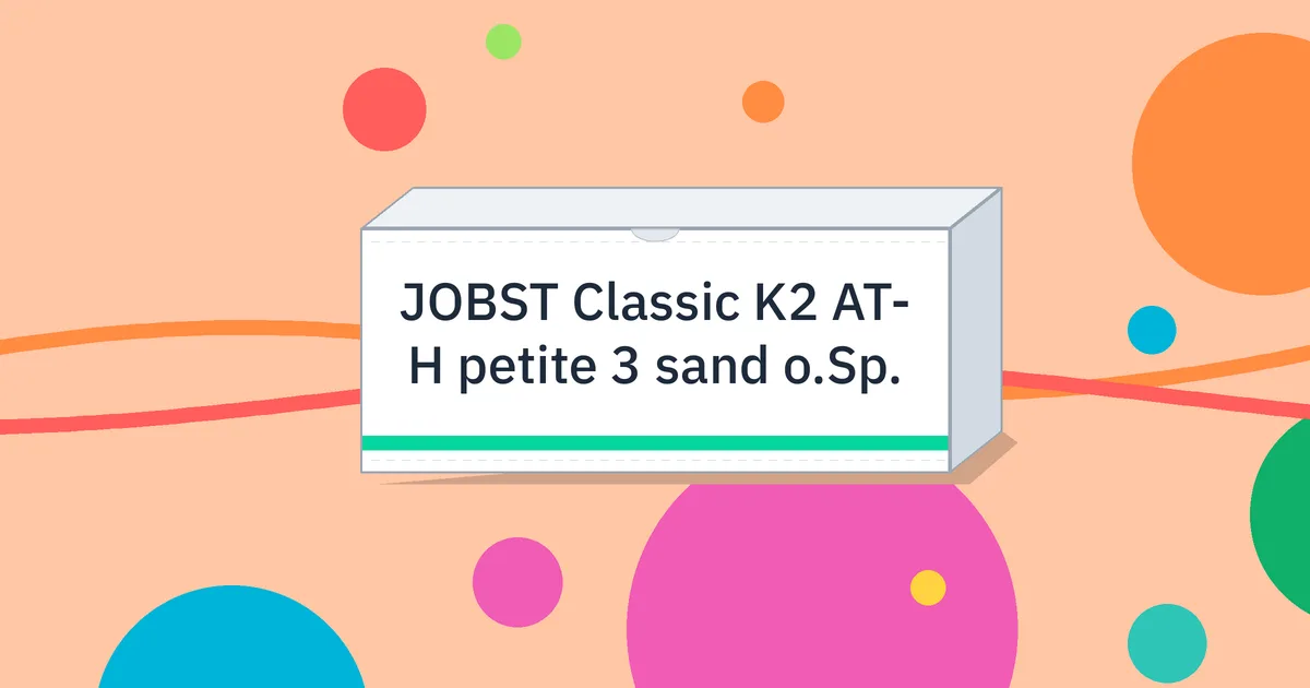 Symbolbild: Packung mit der Aufschrift JOBST Classic K2 AT-H petite 3 sand o.Sp. (PZN 10728783) – Verfügbarkeit und Bezug in Apotheken in Frankfurt am Main
