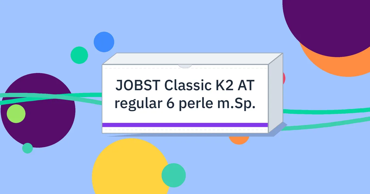 Symbolbild: Packung mit der Aufschrift JOBST Classic K2 AT regular 6 perle m.Sp. (PZN 11275993) – Verfügbarkeit und Bezug in Apotheken in Frankfurt am Main