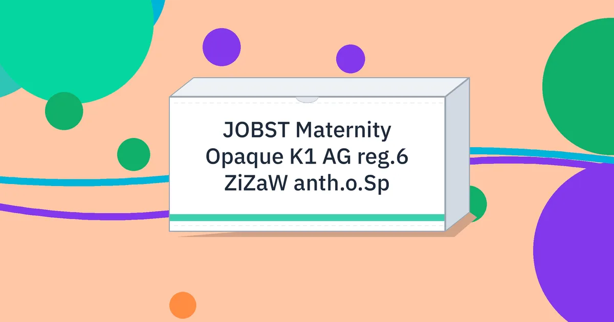 Symbolbild: Packung mit der Aufschrift JOBST Maternity Opaque K1 AG reg.6 ZiZaW anth.o.Sp (PZN 15854788) – Verfügbarkeit und Bezug in Apotheken in Frankfurt am Main