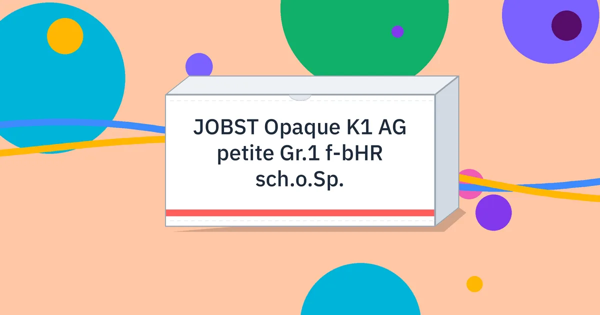 Symbolbild: Packung mit der Aufschrift JOBST Opaque K1 AG petite Gr.1 f-bHR sch.o.Sp. (PZN 13087528) – Verfügbarkeit und Bezug in Apotheken in Frankfurt am Main