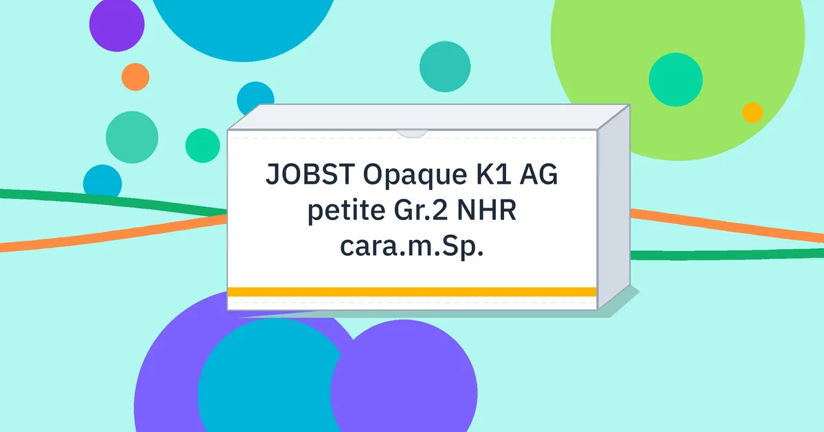 Symbolbild: Packung mit der Aufschrift JOBST Opaque K1 AG petite Gr.2 NHR cara.m.Sp. (PZN 13084323) – Verfügbarkeit und Bezug in Apotheken in Frankfurt am Main