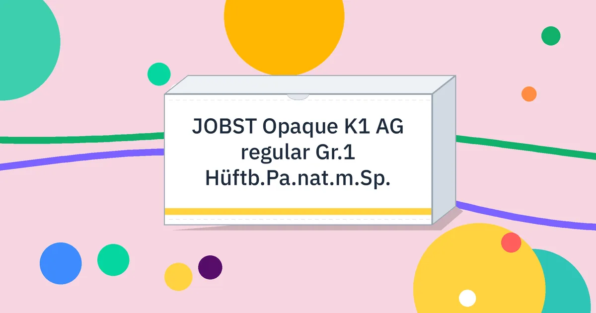 Symbolbild: Packung mit der Aufschrift JOBST Opaque K1 AG regular Gr.1 Hüftb.Pa.nat.m.Sp. (PZN 13100542) – Verfügbarkeit und Bezug in Apotheken in Frankfurt am Main