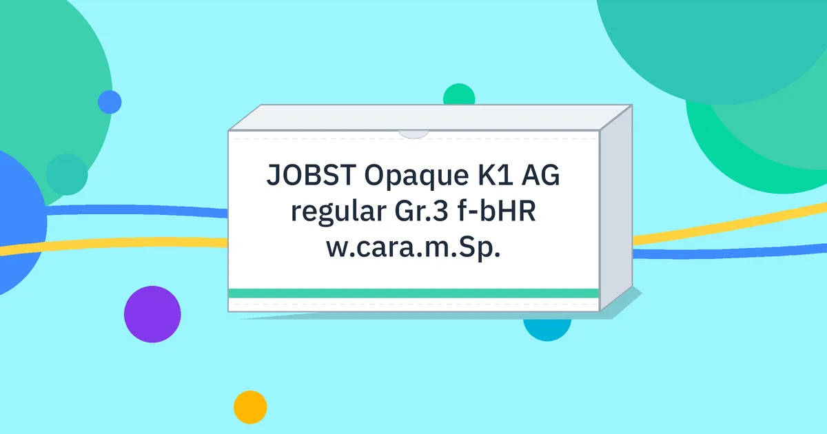Symbolbild: Packung mit der Aufschrift JOBST Opaque K1 AG regular Gr.3 f-bHR w.cara.m.Sp. (PZN 13090915) – Verfügbarkeit und Bezug in Apotheken in Frankfurt am Main