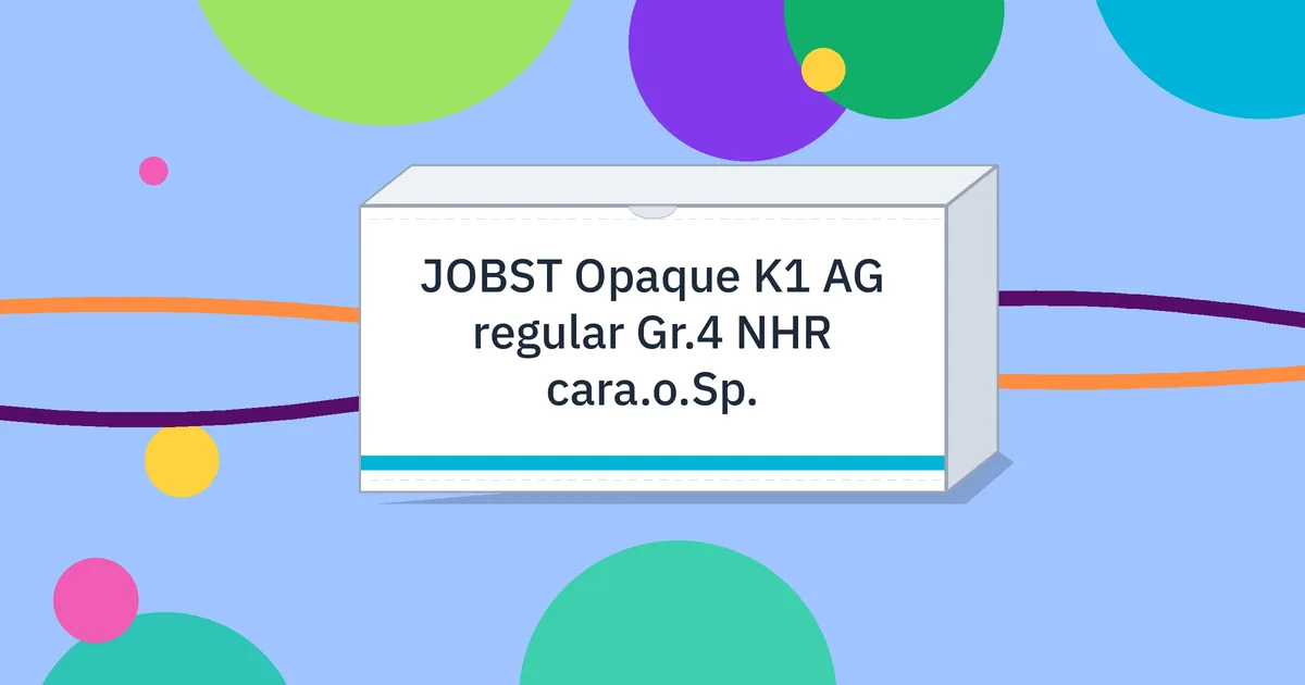 Symbolbild: Packung mit der Aufschrift JOBST Opaque K1 AG regular Gr.4 NHR cara.o.Sp. (PZN 13095137) – Verfügbarkeit und Bezug in Apotheken in Frankfurt am Main
