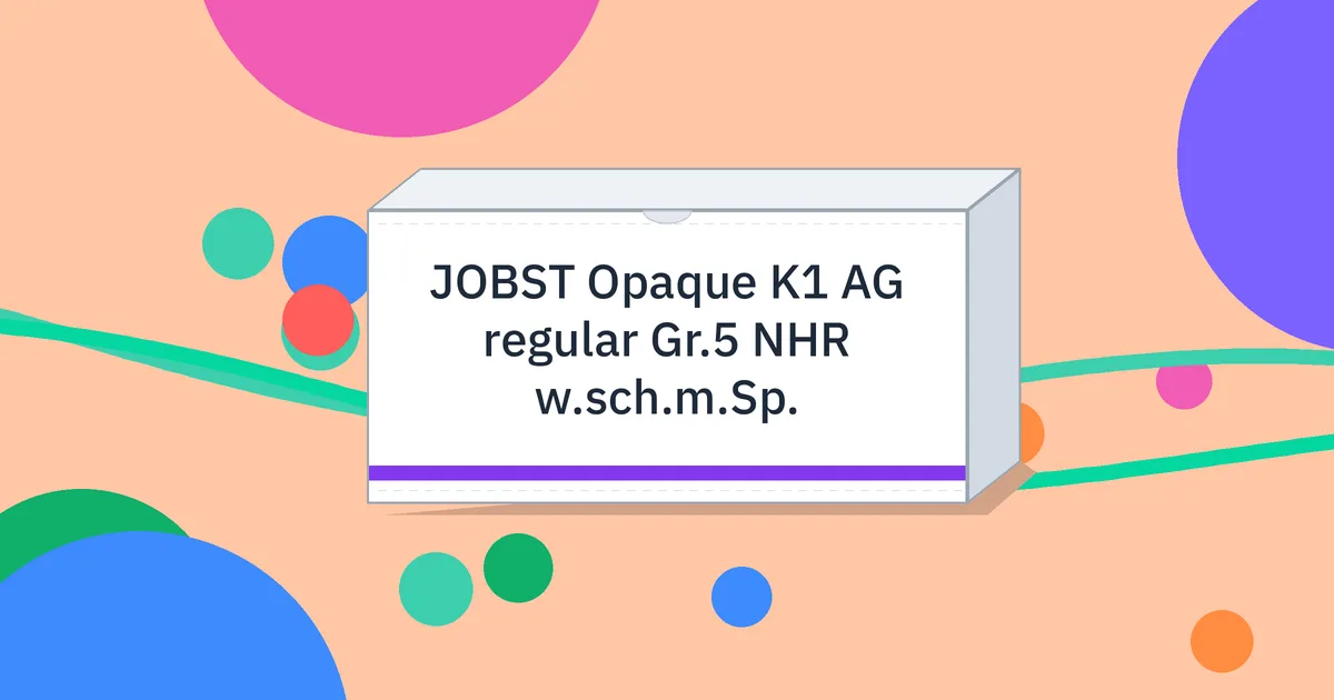 Symbolbild: Packung mit der Aufschrift JOBST Opaque K1 AG regular Gr.5 NHR w.sch.m.Sp. (PZN 13092251) – Verfügbarkeit und Bezug in Apotheken in Frankfurt am Main