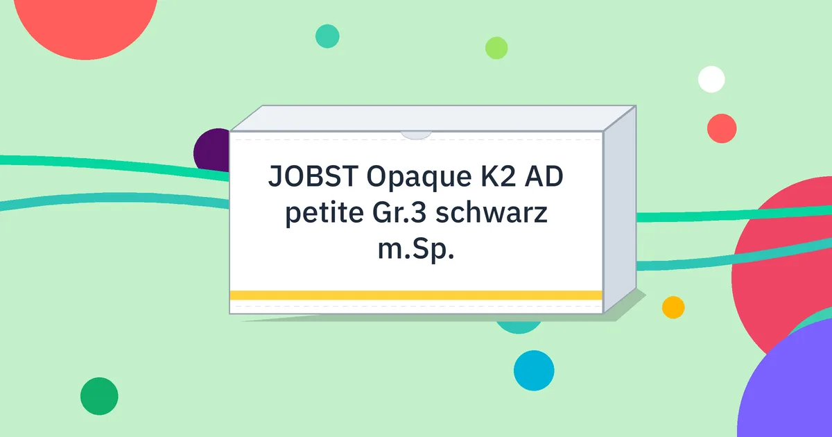 Symbolbild: Packung mit der Aufschrift JOBST Opaque K2 AD petite Gr.3 schwarz m.Sp. (PZN 10722929) – Verfügbarkeit und Bezug in Apotheken in Frankfurt am Main