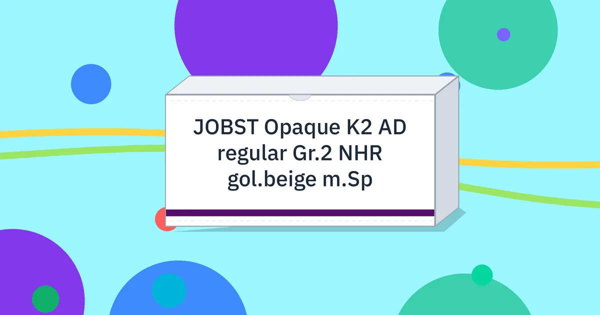 Symbolbild: Packung mit der Aufschrift JOBST Opaque K2 AD regular Gr.2 NHR gol.beige m.Sp (PZN 16277560) – Verfügbarkeit und Bezug in Apotheken in Frankfurt am Main