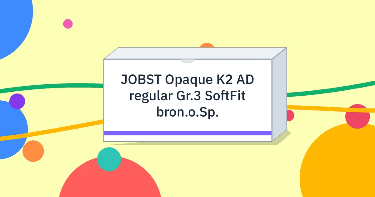 Symbolbild: Packung mit der Aufschrift JOBST Opaque K2 AD regular Gr.3 SoftFit bron.o.Sp. (PZN 13111623) – Verfügbarkeit und Bezug in Apotheken in Frankfurt am Main