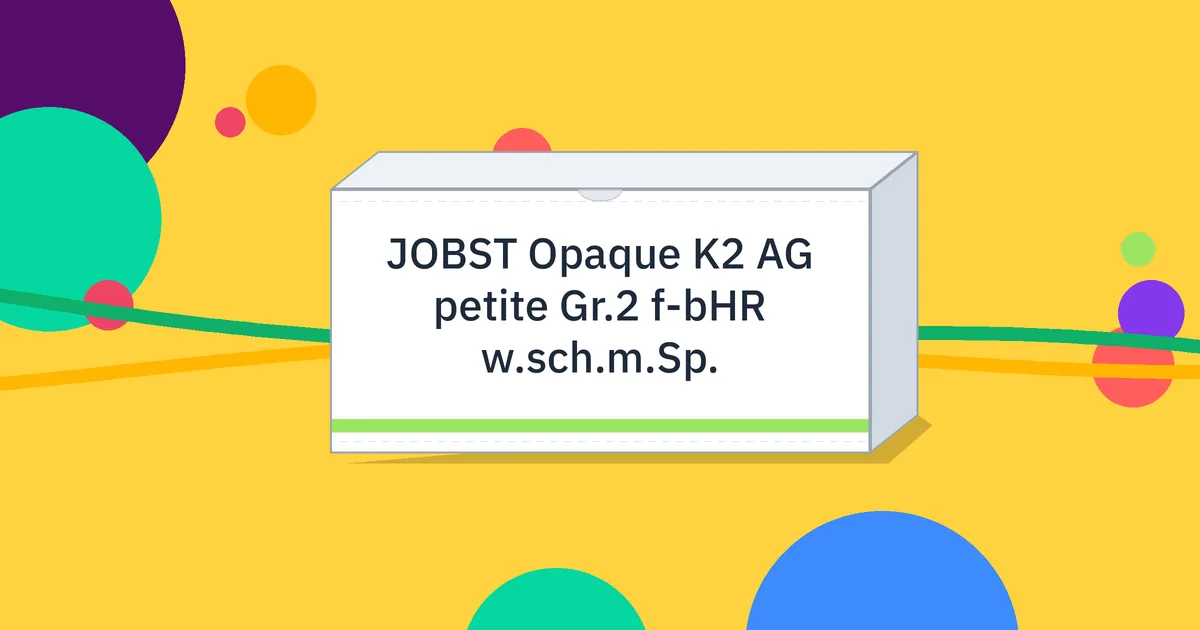 Symbolbild: Packung mit der Aufschrift JOBST Opaque K2 AG petite Gr.2 f-bHR w.sch.m.Sp. (PZN 11255861) – Verfügbarkeit und Bezug in Apotheken in Frankfurt am Main