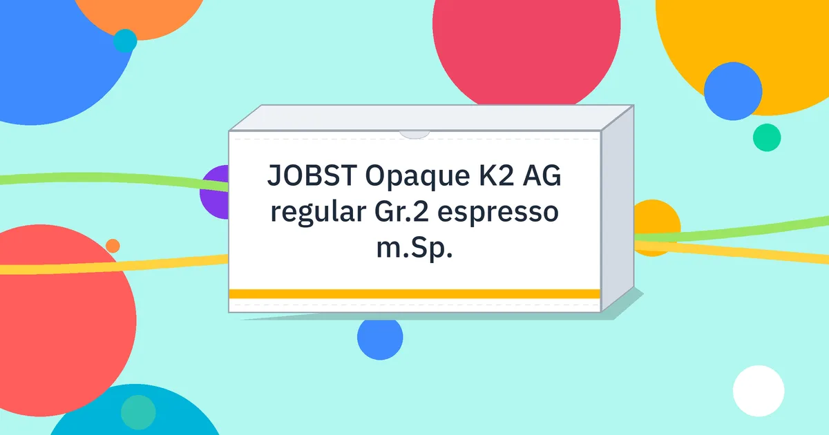 Symbolbild: Packung mit der Aufschrift JOBST Opaque K2 AG regular Gr.2 espresso m.Sp. (PZN 16282006) – Verfügbarkeit und Bezug in Apotheken in Frankfurt am Main