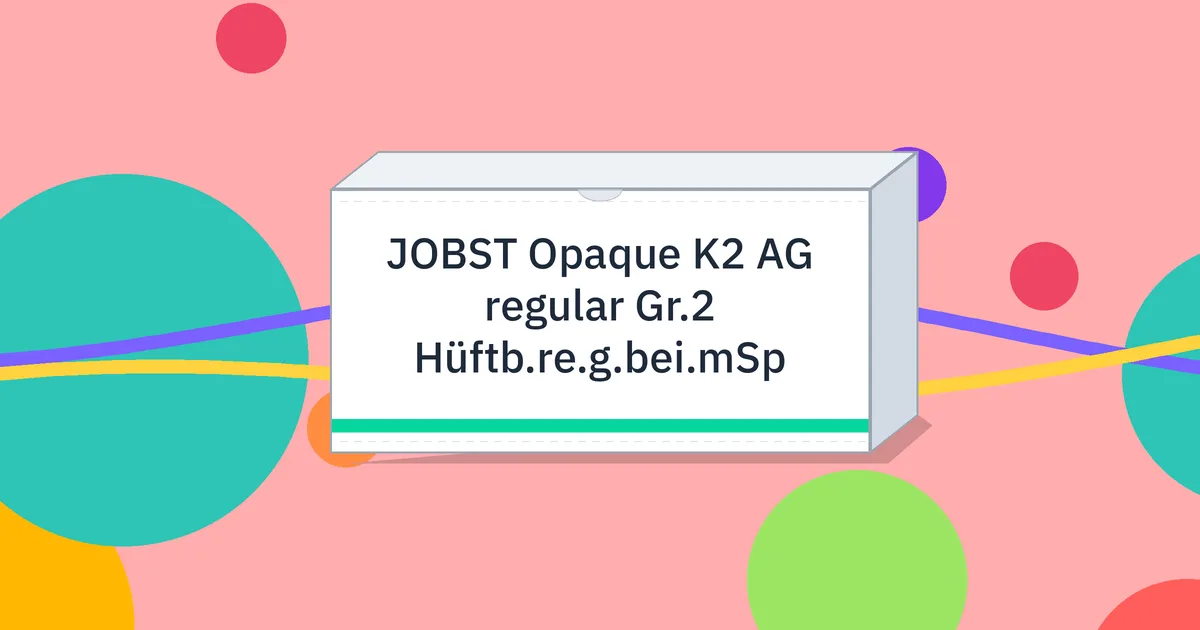 Symbolbild: Packung mit der Aufschrift JOBST Opaque K2 AG regular Gr.2 Hüftb.re.g.bei.mSp (PZN 16286814) – Verfügbarkeit und Bezug in Apotheken in Frankfurt am Main