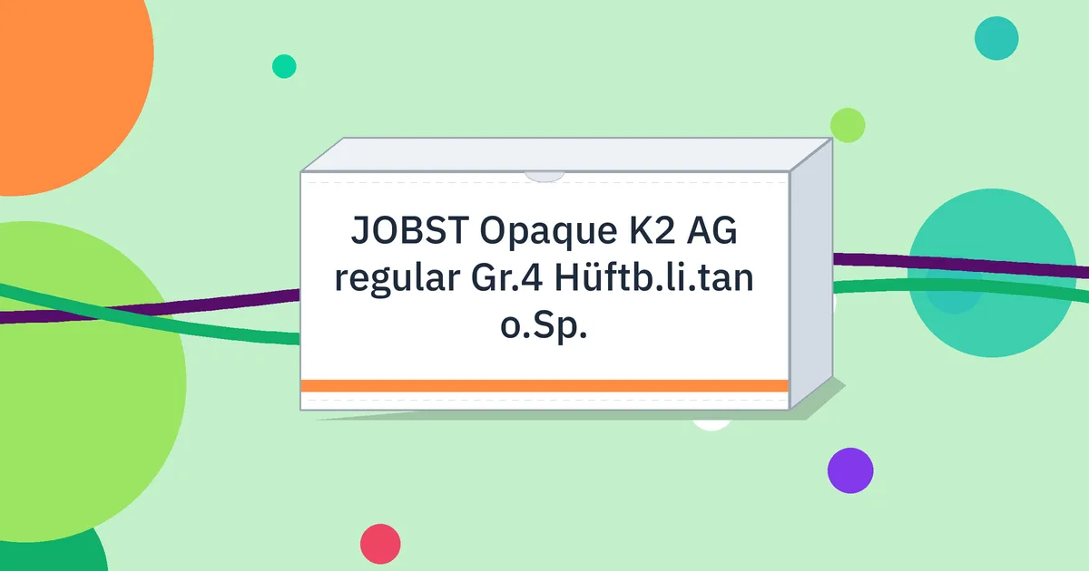 Symbolbild: Packung mit der Aufschrift JOBST Opaque K2 AG regular Gr.4 Hüftb.li.tan o.Sp. (PZN 16287021) – Verfügbarkeit und Bezug in Apotheken in Frankfurt am Main
