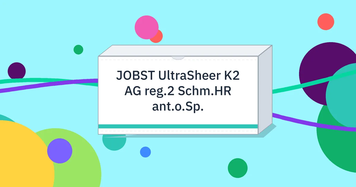 Symbolbild: Packung mit der Aufschrift JOBST UltraSheer K2 AG reg.2 Schm.HR ant.o.Sp. (PZN 13146596) – Verfügbarkeit und Bezug in Apotheken in Frankfurt am Main