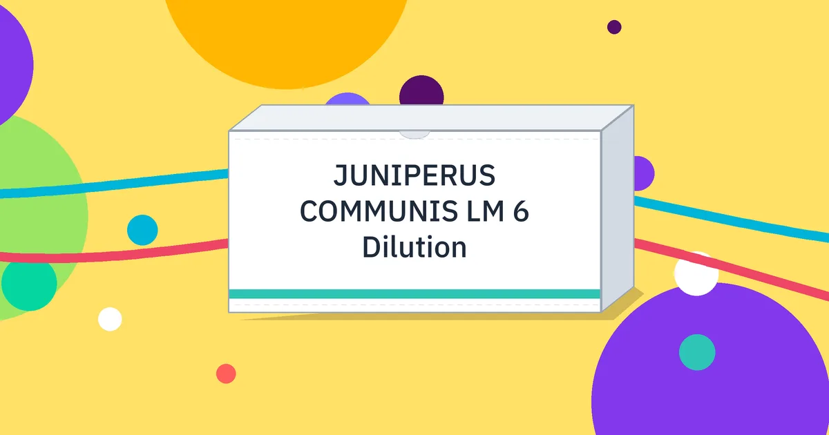Symbolbild: Packung mit der Aufschrift JUNIPERUS COMMUNIS LM 6 Dilution (PZN 13564572) – Verfügbarkeit und Bezug in Apotheken in Frankfurt am Main