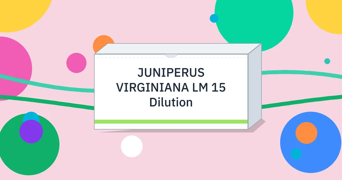 Symbolbild: Packung mit der Aufschrift JUNIPERUS VIRGINIANA LM 15 Dilution (PZN 13565123) – Verfügbarkeit und Bezug in Apotheken in Frankfurt am Main