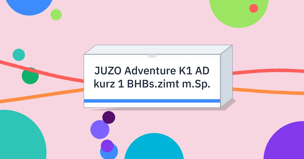 Symbolbild: Packung mit der Aufschrift JUZO Adventure K1 AD kurz 1 BHBs.zimt m.Sp. (PZN 16493387) – Verfügbarkeit und Bezug in Apotheken in Frankfurt am Main