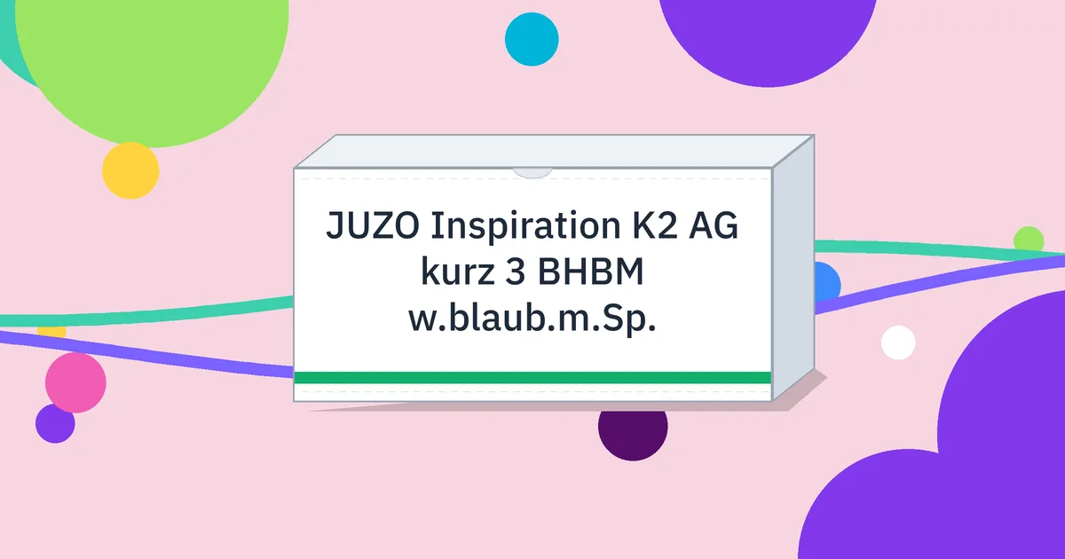 Symbolbild: Packung mit der Aufschrift JUZO Inspiration K2 AG kurz 3 BHBM w.blaub.m.Sp. (PZN 14883428) – Verfügbarkeit und Bezug in Apotheken in Frankfurt am Main