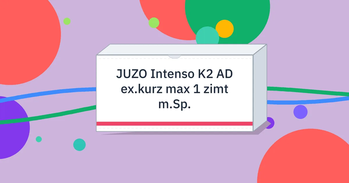 Symbolbild: Packung mit der Aufschrift JUZO Intenso K2 AD ex.kurz max 1 zimt m.Sp. (PZN 18606743) – Verfügbarkeit und Bezug in Apotheken in Frankfurt am Main