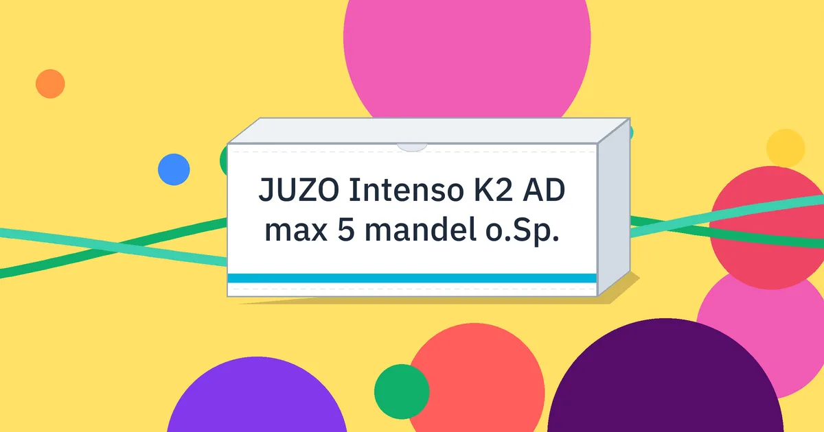 Symbolbild: Packung mit der Aufschrift JUZO Intenso K2 AD max 5 mandel o.Sp. (PZN 18619941) – Verfügbarkeit und Bezug in Apotheken in Frankfurt am Main