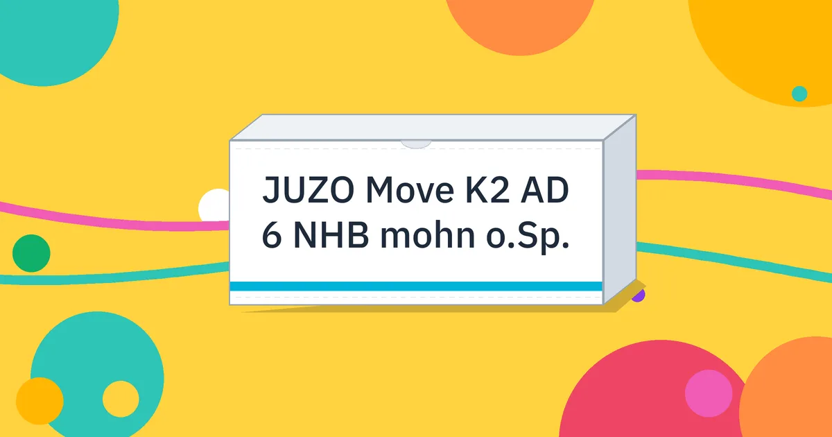 Symbolbild: Packung mit der Aufschrift JUZO Move K2 AD 6 NHB mohn o.Sp. (PZN 18539811) – Verfügbarkeit und Bezug in Apotheken in Frankfurt am Main