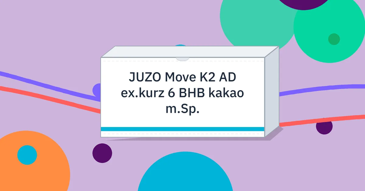Symbolbild: Packung mit der Aufschrift JUZO Move K2 AD ex.kurz 6 BHB kakao m.Sp. (PZN 18542115) – Verfügbarkeit und Bezug in Apotheken in Frankfurt am Main