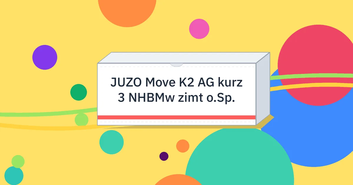 Symbolbild: Packung mit der Aufschrift JUZO Move K2 AG kurz 3 NHBMw zimt o.Sp. (PZN 18529468) – Verfügbarkeit und Bezug in Apotheken in Frankfurt am Main