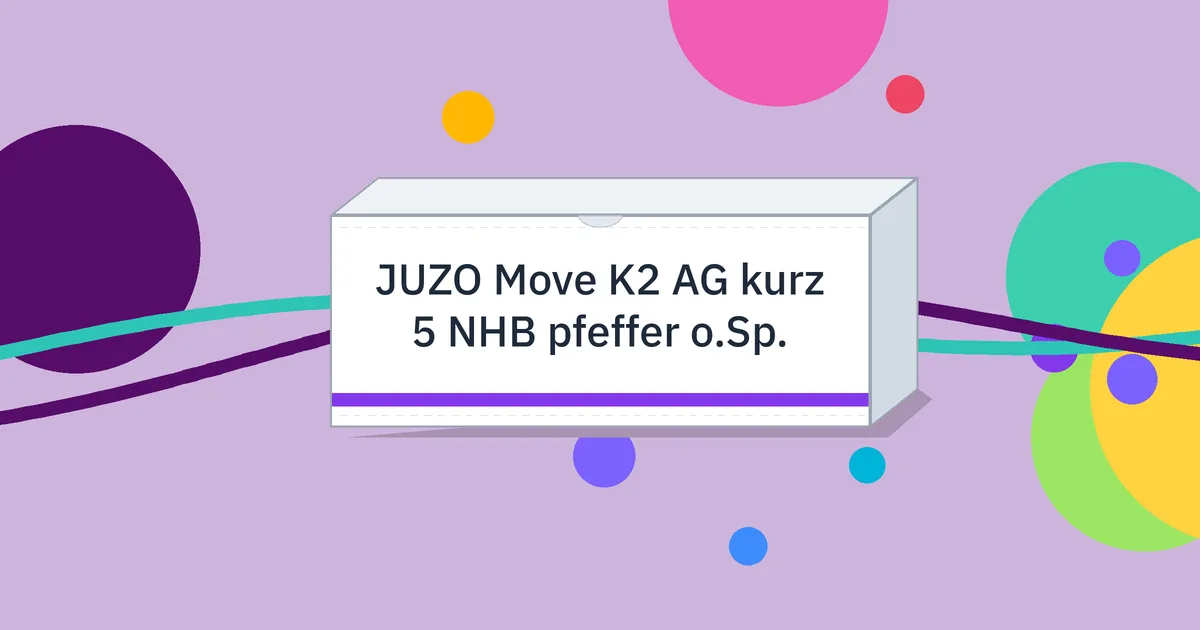 Symbolbild: Packung mit der Aufschrift JUZO Move K2 AG kurz 5 NHB pfeffer o.Sp. (PZN 16638928) – Verfügbarkeit und Bezug in Apotheken in Frankfurt am Main