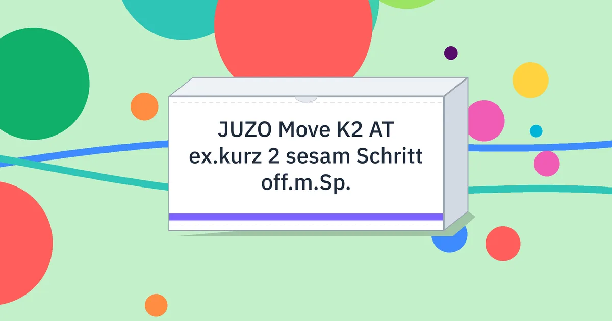 Symbolbild: Packung mit der Aufschrift JUZO Move K2 AT ex.kurz 2 sesam Schritt off.m.Sp. (PZN 20671245) – Verfügbarkeit und Bezug in Apotheken in Frankfurt am Main