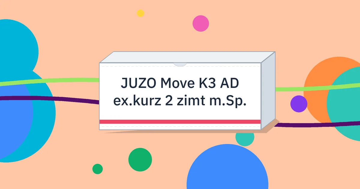 Symbolbild: Packung mit der Aufschrift JUZO Move K3 AD ex.kurz 2 zimt m.Sp. (PZN 18569226) – Verfügbarkeit und Bezug in Apotheken in Frankfurt am Main