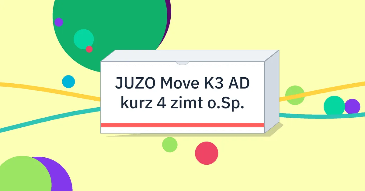Symbolbild: Packung mit der Aufschrift JUZO Move K3 AD kurz 4 zimt o.Sp. (PZN 18568586) – Verfügbarkeit und Bezug in Apotheken in Frankfurt am Main