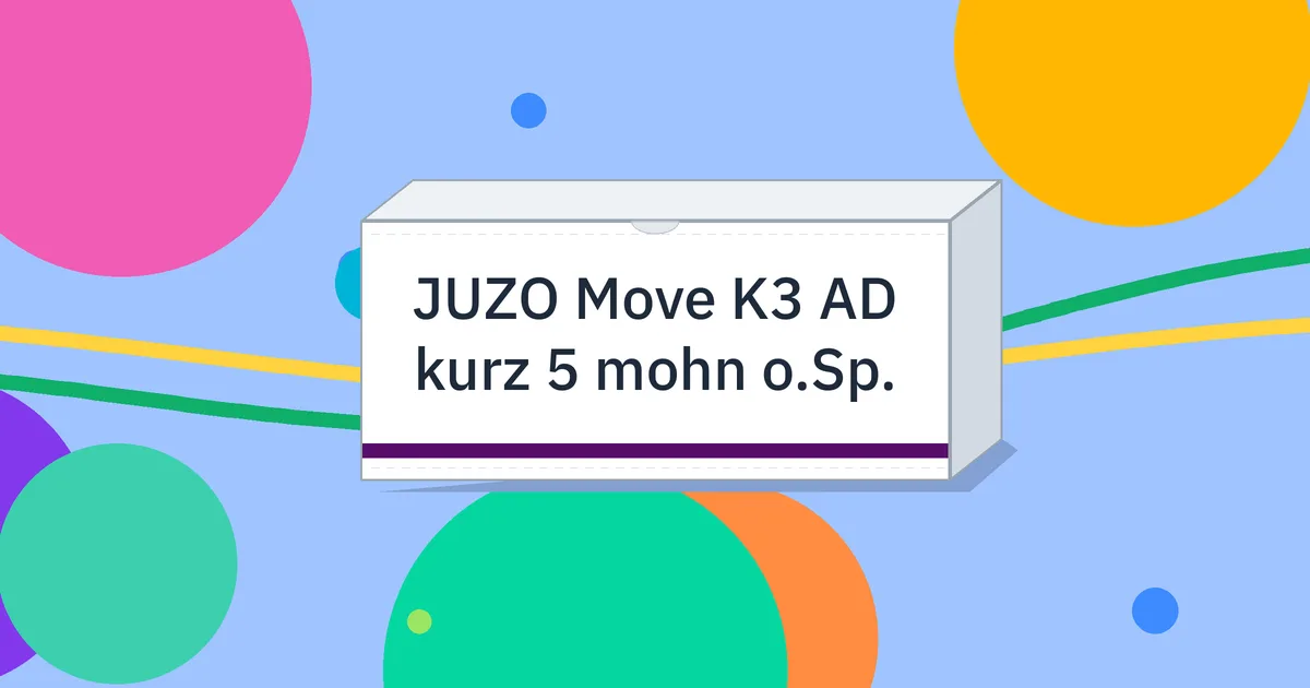 Symbolbild: Packung mit der Aufschrift JUZO Move K3 AD kurz 5 mohn o.Sp. (PZN 18572547) – Verfügbarkeit und Bezug in Apotheken in Frankfurt am Main