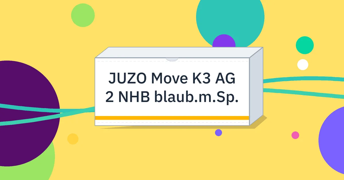 Symbolbild: Packung mit der Aufschrift JUZO Move K3 AG 2 NHB blaub.m.Sp. (PZN 18586940) – Verfügbarkeit und Bezug in Apotheken in Frankfurt am Main