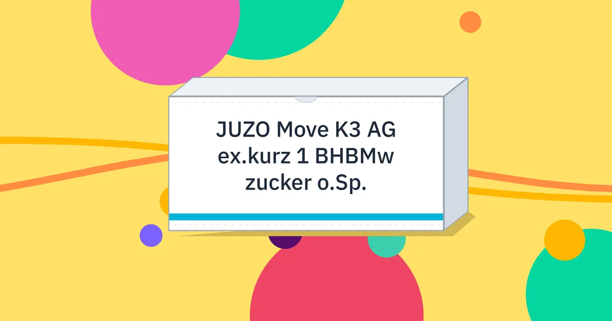 Symbolbild: Packung mit der Aufschrift JUZO Move K3 AG ex.kurz 1 BHBMw zucker o.Sp. (PZN 18586087) – Verfügbarkeit und Bezug in Apotheken in Frankfurt am Main