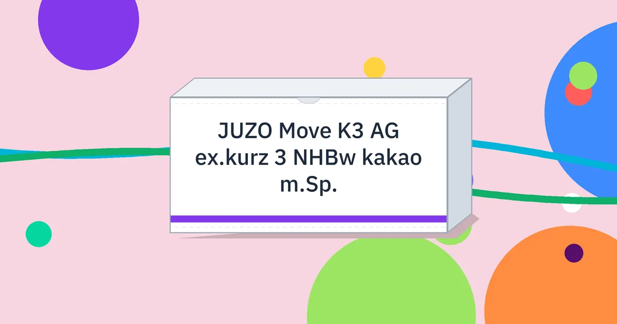 Symbolbild: Packung mit der Aufschrift JUZO Move K3 AG ex.kurz 3 NHBw kakao m.Sp. (PZN 18594425) – Verfügbarkeit und Bezug in Apotheken in Frankfurt am Main