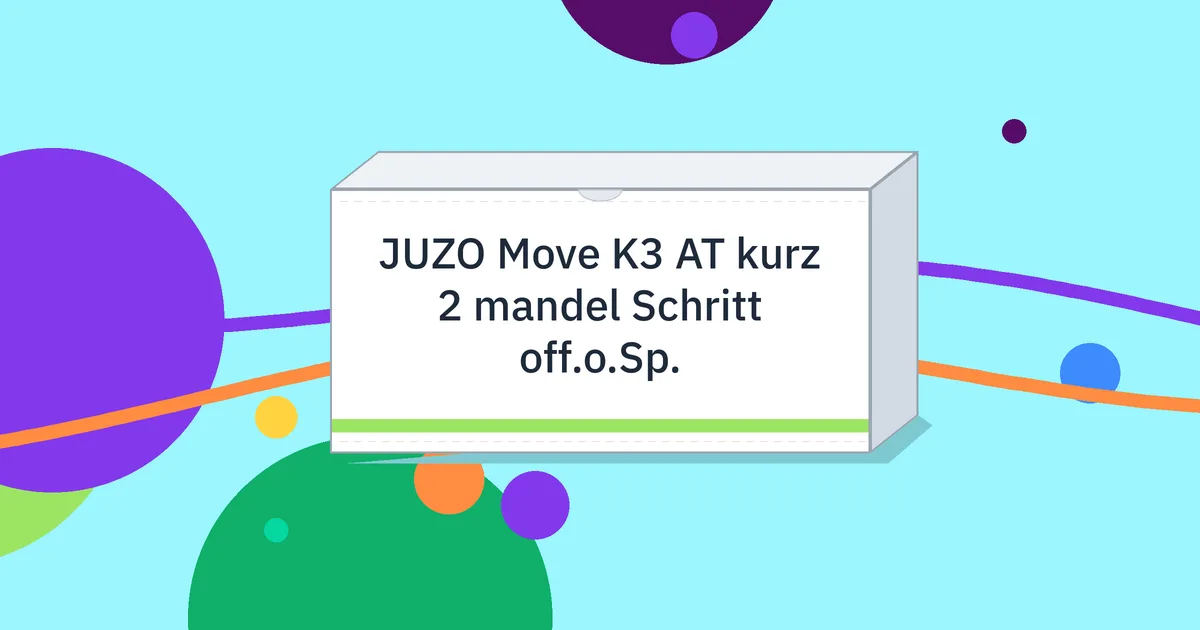 Symbolbild: Packung mit der Aufschrift JUZO Move K3 AT kurz 2 mandel Schritt off.o.Sp. (PZN 20685313) – Verfügbarkeit und Bezug in Apotheken in Frankfurt am Main