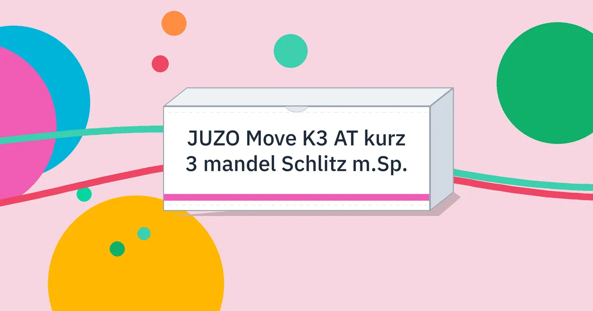 Symbolbild: Packung mit der Aufschrift JUZO Move K3 AT kurz 3 mandel Schlitz m.Sp. (PZN 20684302) – Verfügbarkeit und Bezug in Apotheken in Frankfurt am Main
