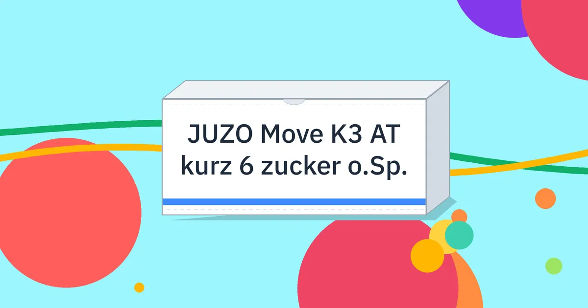 Symbolbild: Packung mit der Aufschrift JUZO Move K3 AT kurz 6 zucker o.Sp. (PZN 20684472) – Verfügbarkeit und Bezug in Apotheken in Frankfurt am Main