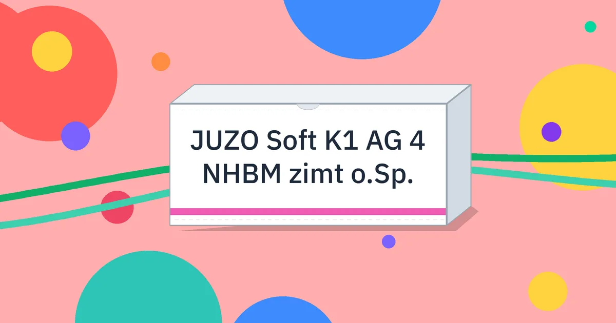Symbolbild: Packung mit der Aufschrift JUZO Soft K1 AG 4 NHBM zimt o.Sp. (PZN 14995819) – Verfügbarkeit und Bezug in Apotheken in Frankfurt am Main