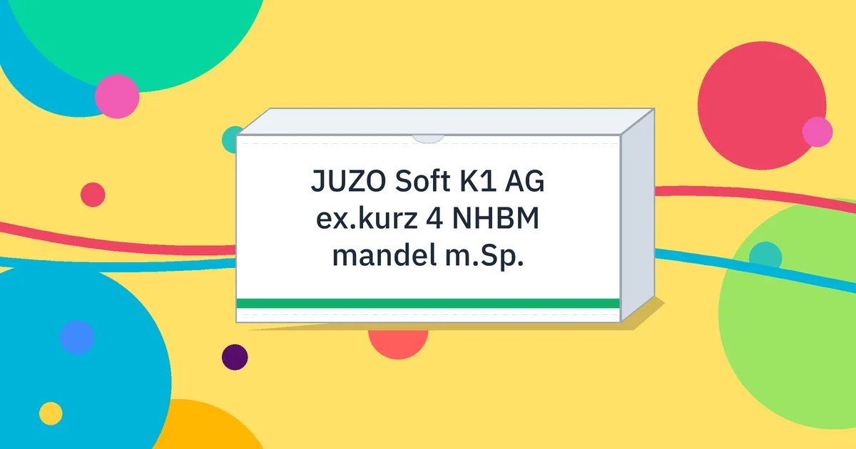 Symbolbild: Packung mit der Aufschrift JUZO Soft K1 AG ex.kurz 4 NHBM mandel m.Sp. (PZN 15017590) – Verfügbarkeit und Bezug in Apotheken in Frankfurt am Main