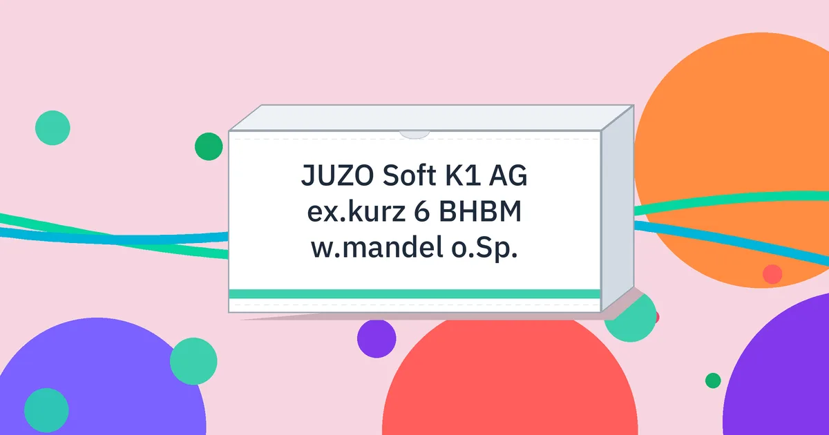Symbolbild: Packung mit der Aufschrift JUZO Soft K1 AG ex.kurz 6 BHBM w.mandel o.Sp. (PZN 14866424) – Verfügbarkeit und Bezug in Apotheken in Frankfurt am Main