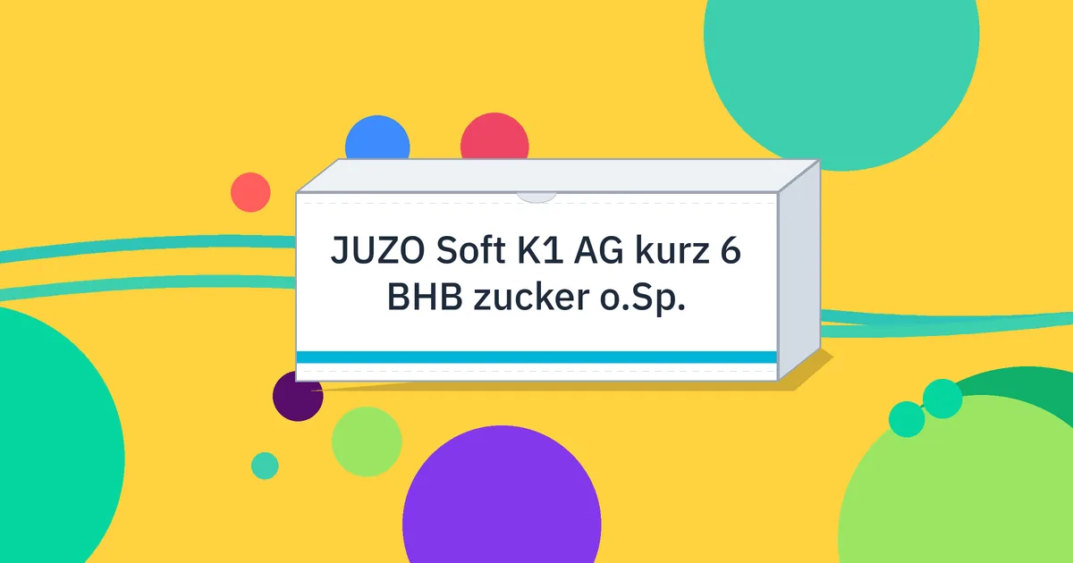Symbolbild: Packung mit der Aufschrift JUZO Soft K1 AG kurz 6 BHB zucker o.Sp. (PZN 14822645) – Verfügbarkeit und Bezug in Apotheken in Frankfurt am Main