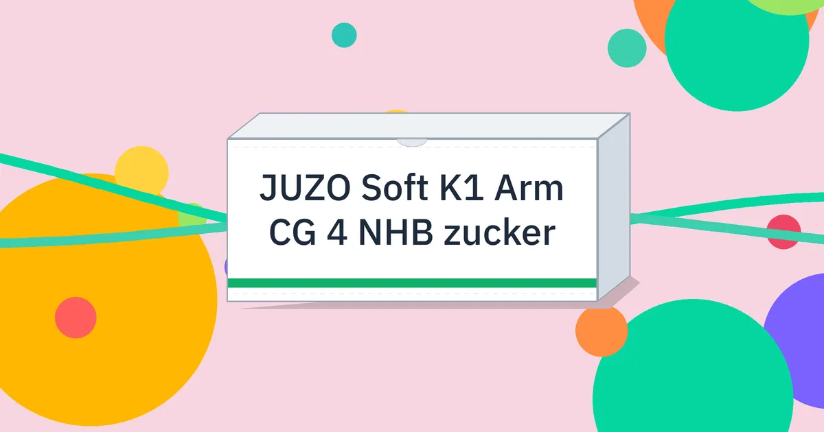 Symbolbild: Packung mit der Aufschrift JUZO Soft K1 Arm CG 4 NHB zucker (PZN 15506834) – Verfügbarkeit und Bezug in Apotheken in Frankfurt am Main