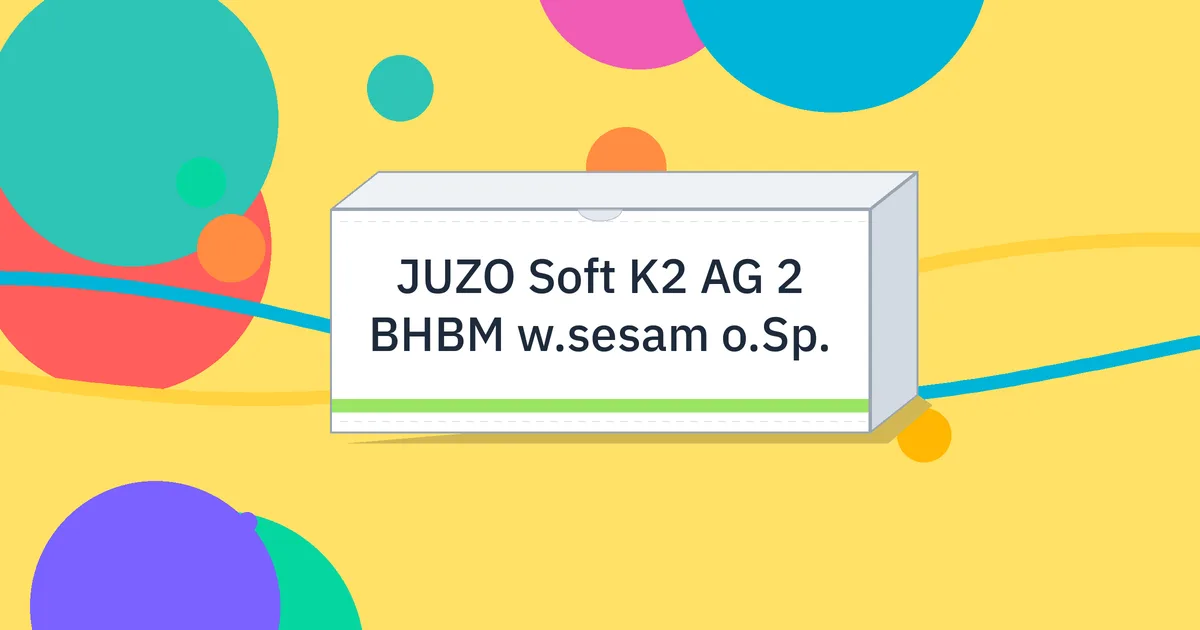 Symbolbild: Packung mit der Aufschrift JUZO Soft K2 AG 2 BHBM w.sesam o.Sp. (PZN 14868759) – Verfügbarkeit und Bezug in Apotheken in Frankfurt am Main