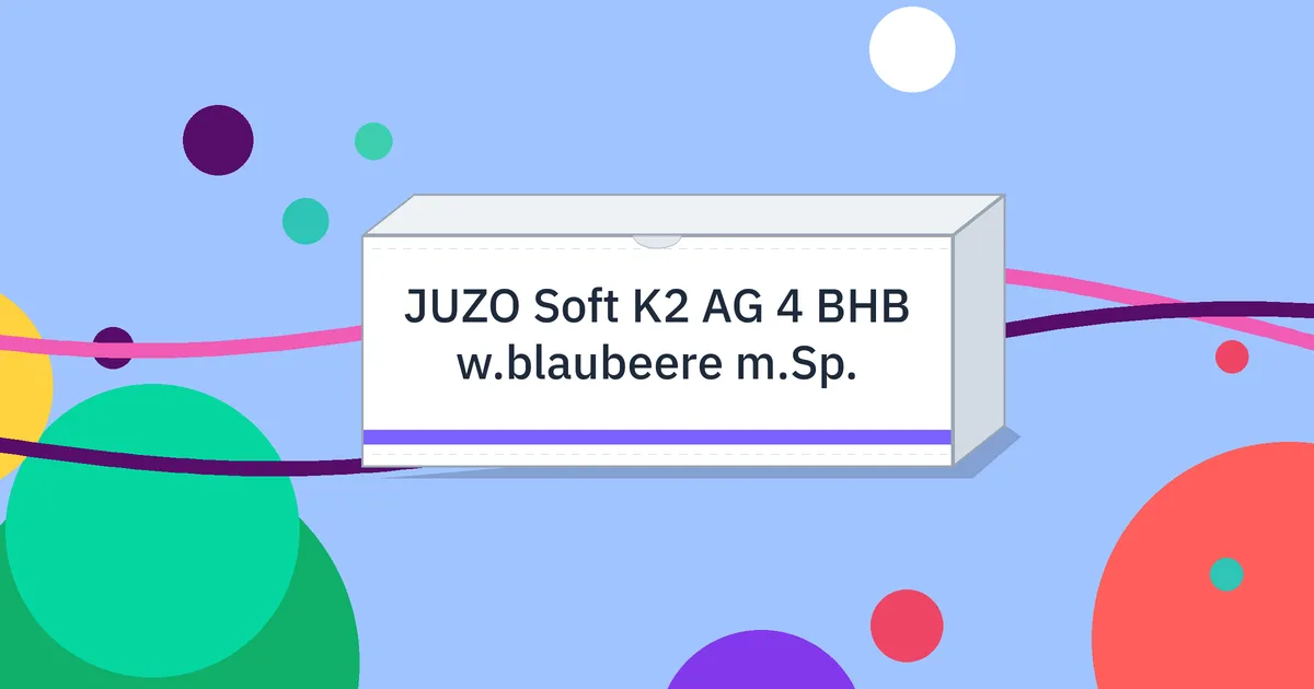 Symbolbild: Packung mit der Aufschrift JUZO Soft K2 AG 4 BHB w.blaubeere m.Sp. (PZN 14840873) – Verfügbarkeit und Bezug in Apotheken in Frankfurt am Main