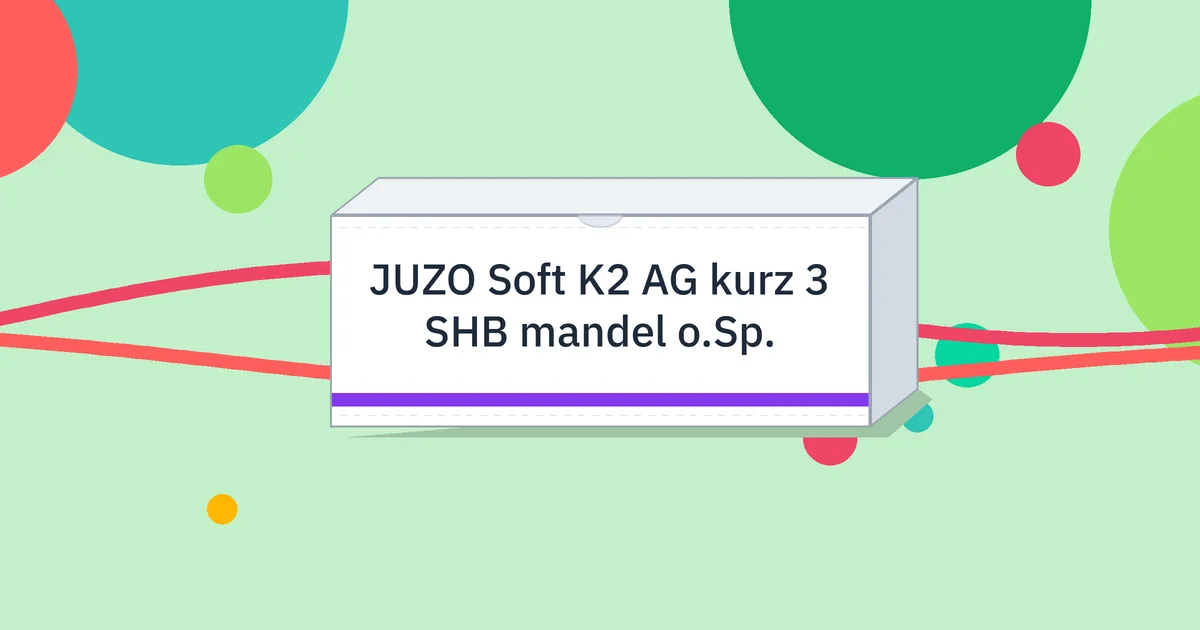 Symbolbild: Packung mit der Aufschrift JUZO Soft K2 AG kurz 3 SHB mandel o.Sp. (PZN 11308474) – Verfügbarkeit und Bezug in Apotheken in Frankfurt am Main