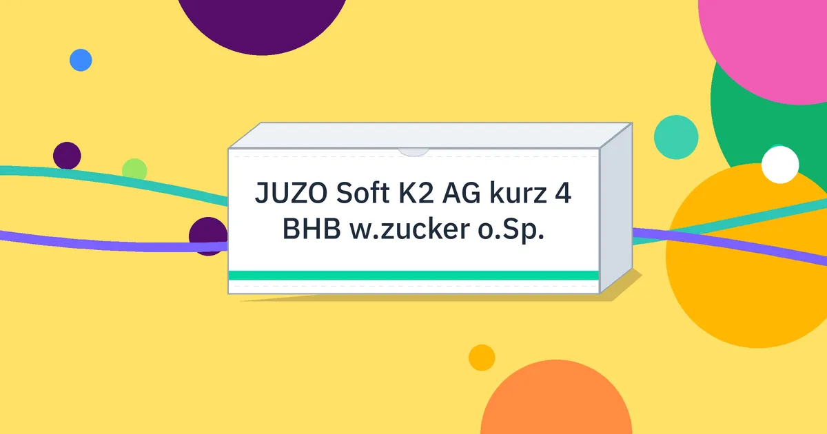 Symbolbild: Packung mit der Aufschrift JUZO Soft K2 AG kurz 4 BHB w.zucker o.Sp. (PZN 14842470) – Verfügbarkeit und Bezug in Apotheken in Frankfurt am Main